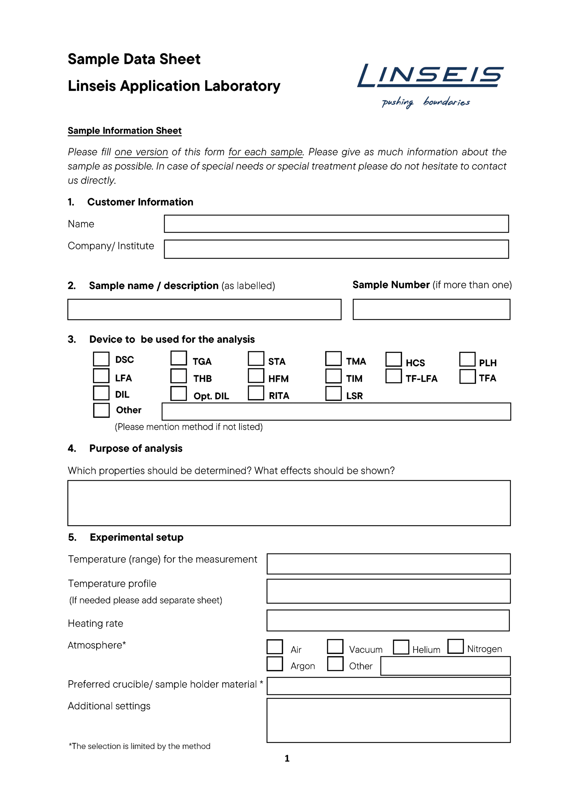 Contract measurements for thermal analyses - LINSEIS